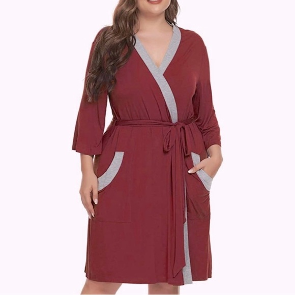 hanna nikole | Bath & Body | Hanna Nikole Shower Cover Up Robe Maroon ...